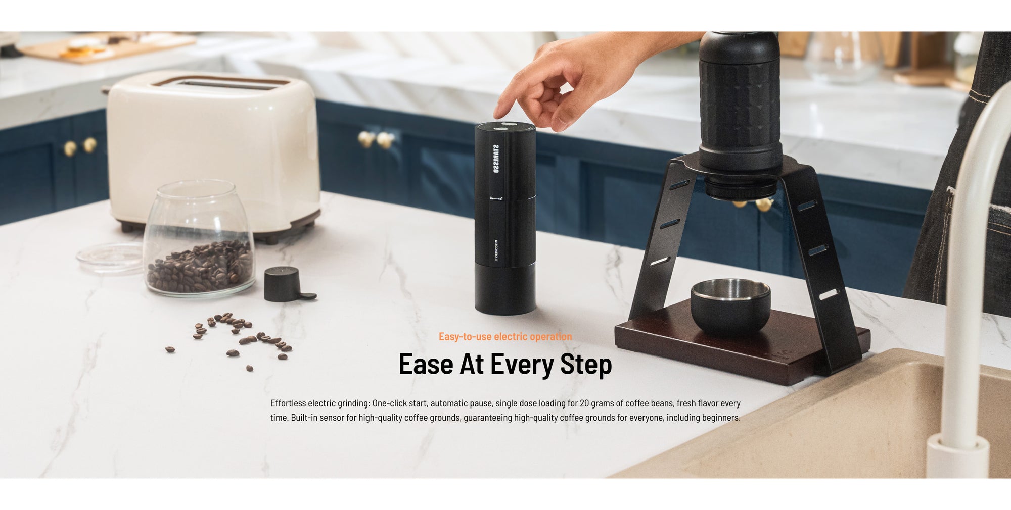 STARESSO Portable Electric Coffee Grinder Burr, Compact Grinder For ...
