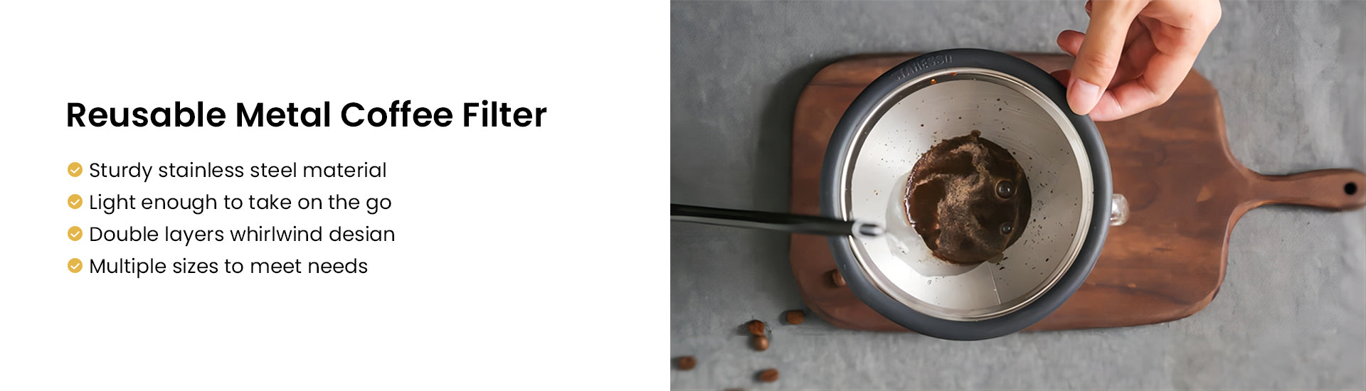 STARESSO Pour Over Metal Coffee Filter | Coffee Pour Over Steel Filter